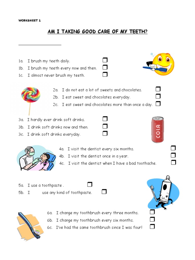 Am I Taking Good Care of My Teeth?: Worksheet 1 | PDF