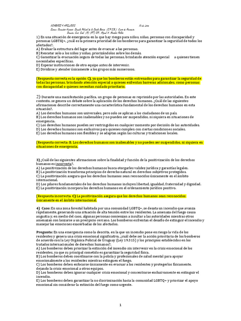 Examen de Derechos Humanos EPEB 2024 | PDF | Derechos humanos | Salud ...