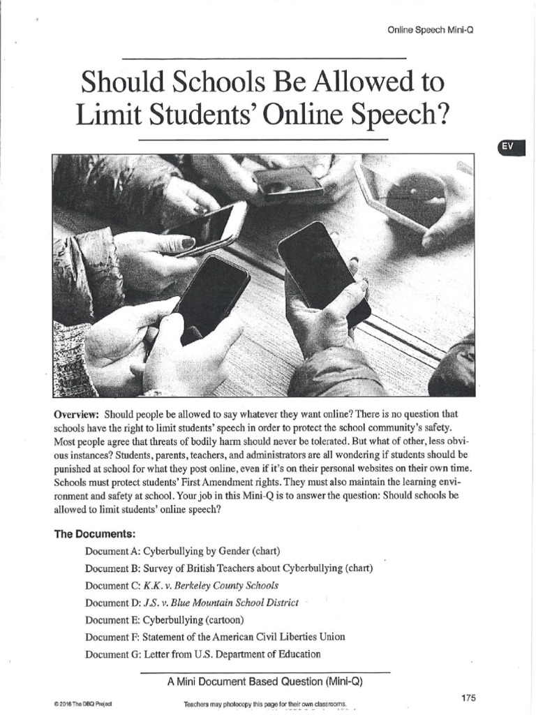 Limiting Students' Online Speech Debate | PDF | Cyberbullying | Bullying