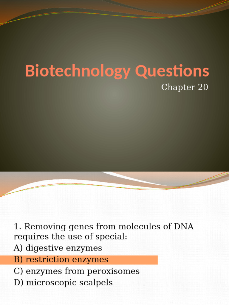 Key Biotechnology Concepts and Questions | PDF