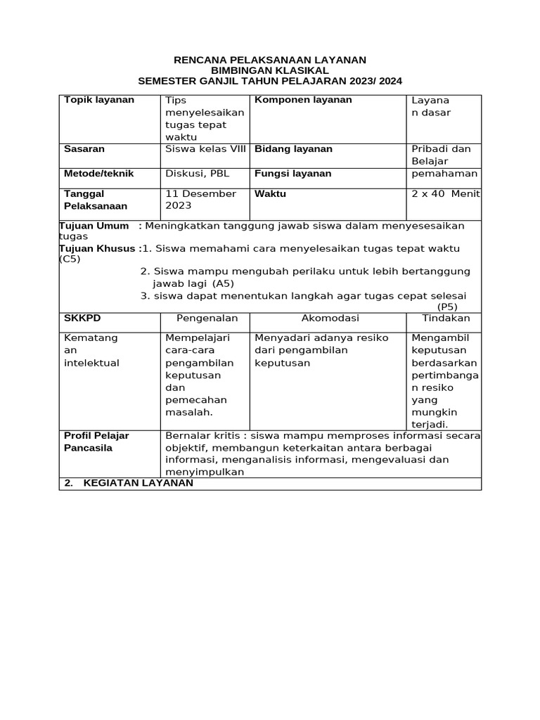 Contoh RPL Klasikal | PDF