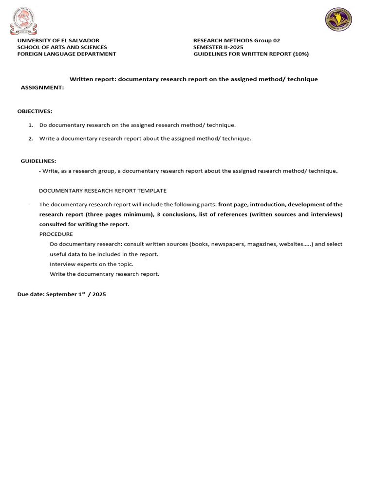 Documentary Research Report Guidelines | PDF | Methodology
