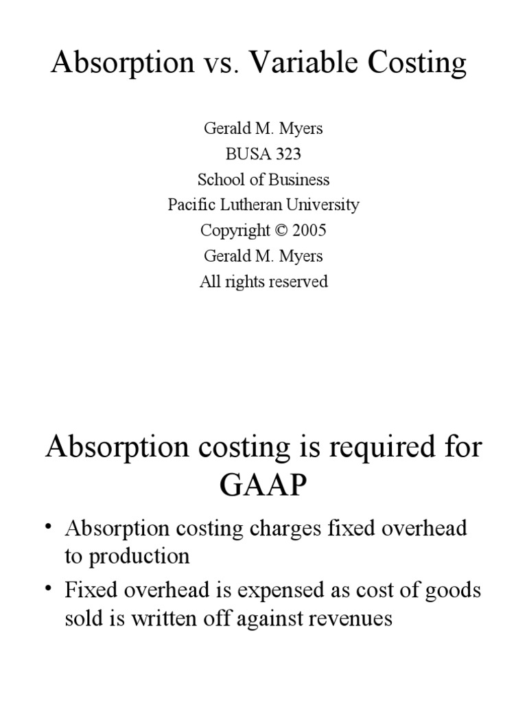 Variable and Absorption Costing | PDF | Cost Of Goods Sold | Inventory