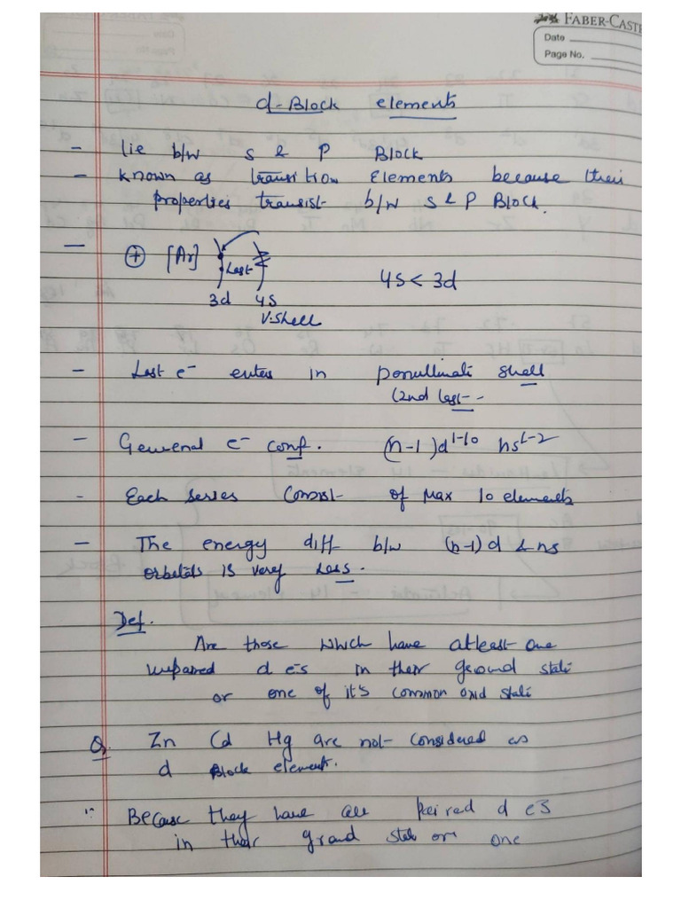 D Block Elements | PDF