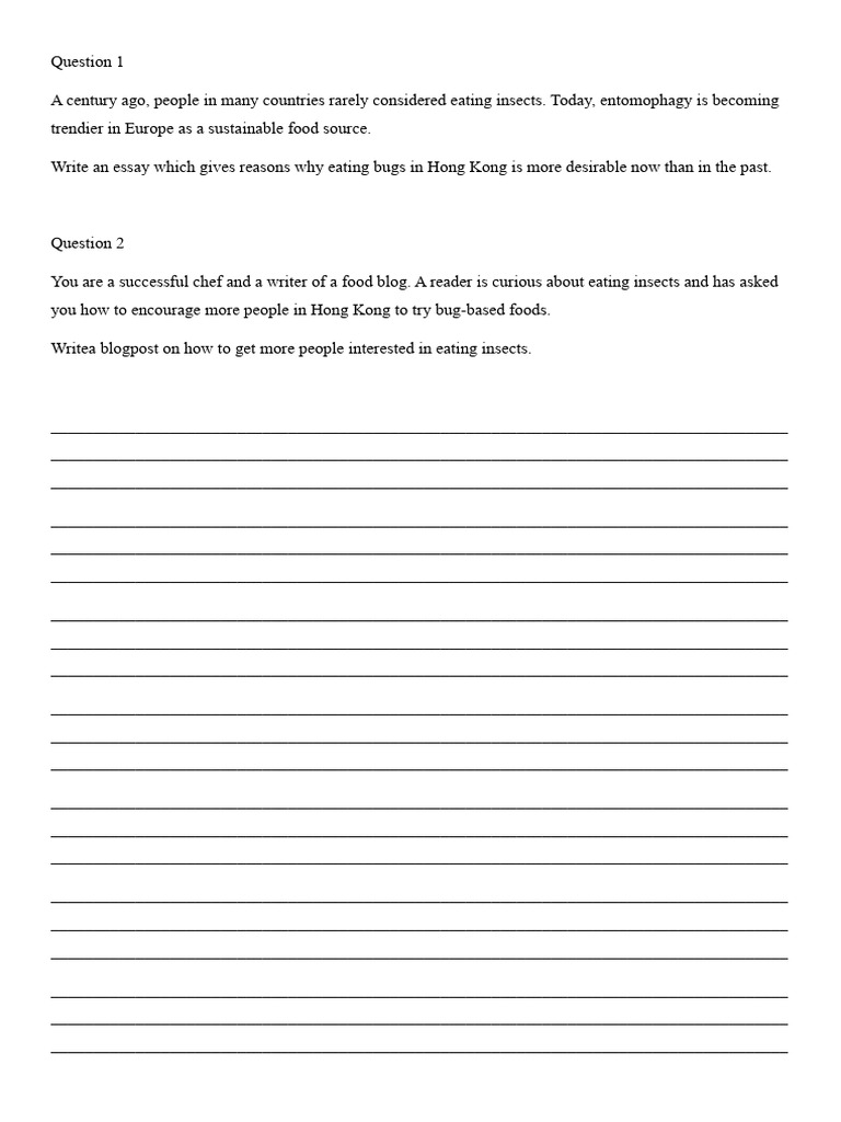 F5 Writing Questions Entomophagy | PDF