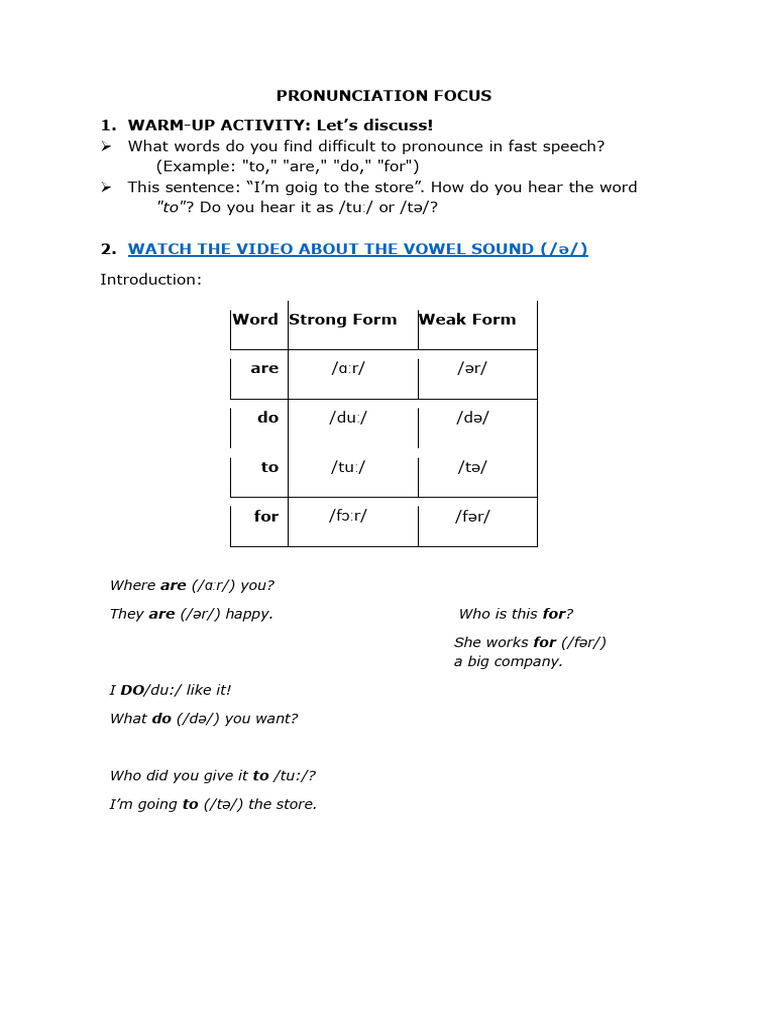 Pronunciation Focus-Unit 4 | PDF
