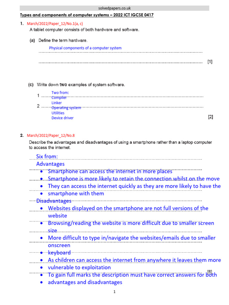 Computer Systems IGCSE Guide 2022 | PDF