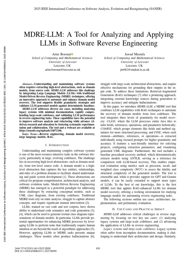 MDRE-LLM: Enhancing Domain Model Recovery | PDF | Accuracy And ...