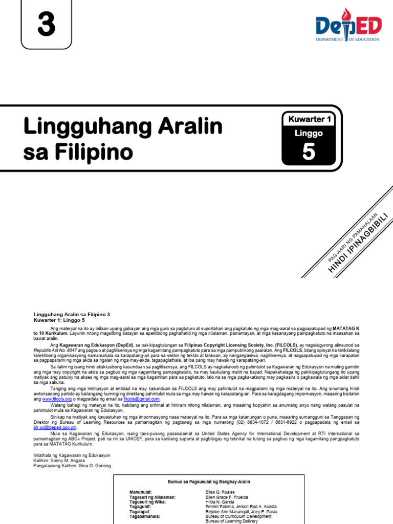 LE LAS Filipino3 Q1 Week5 | PDF