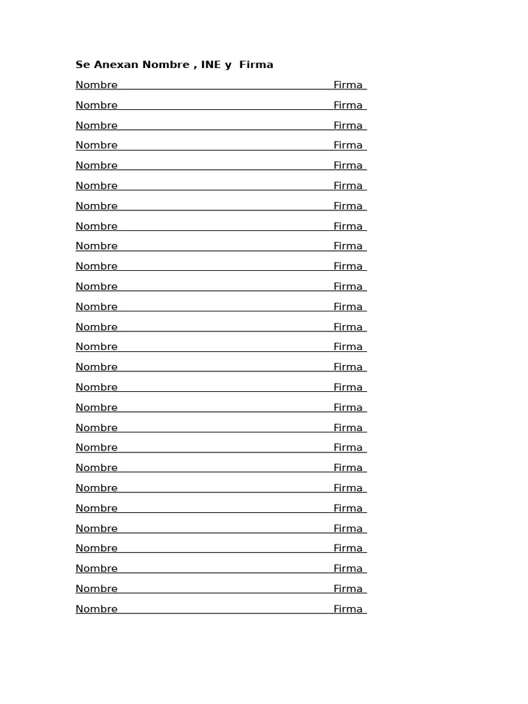 Anexo de Nombres y Firmas | PDF