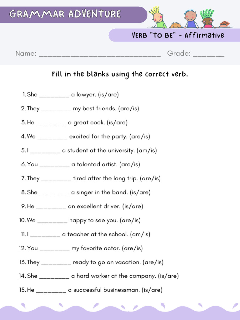Simple and Easy Grammar Writing Exercises Verb To Be Worksheet | PDF