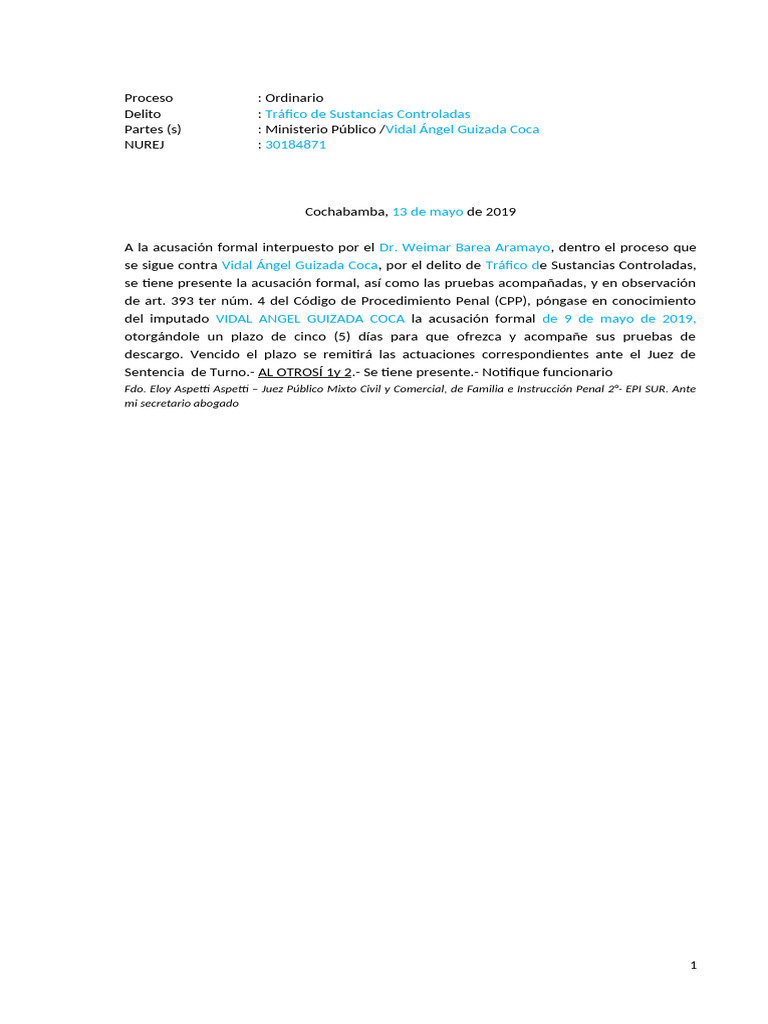 Notificaci N Imputado-Acusaci N - Flagrante | PDF