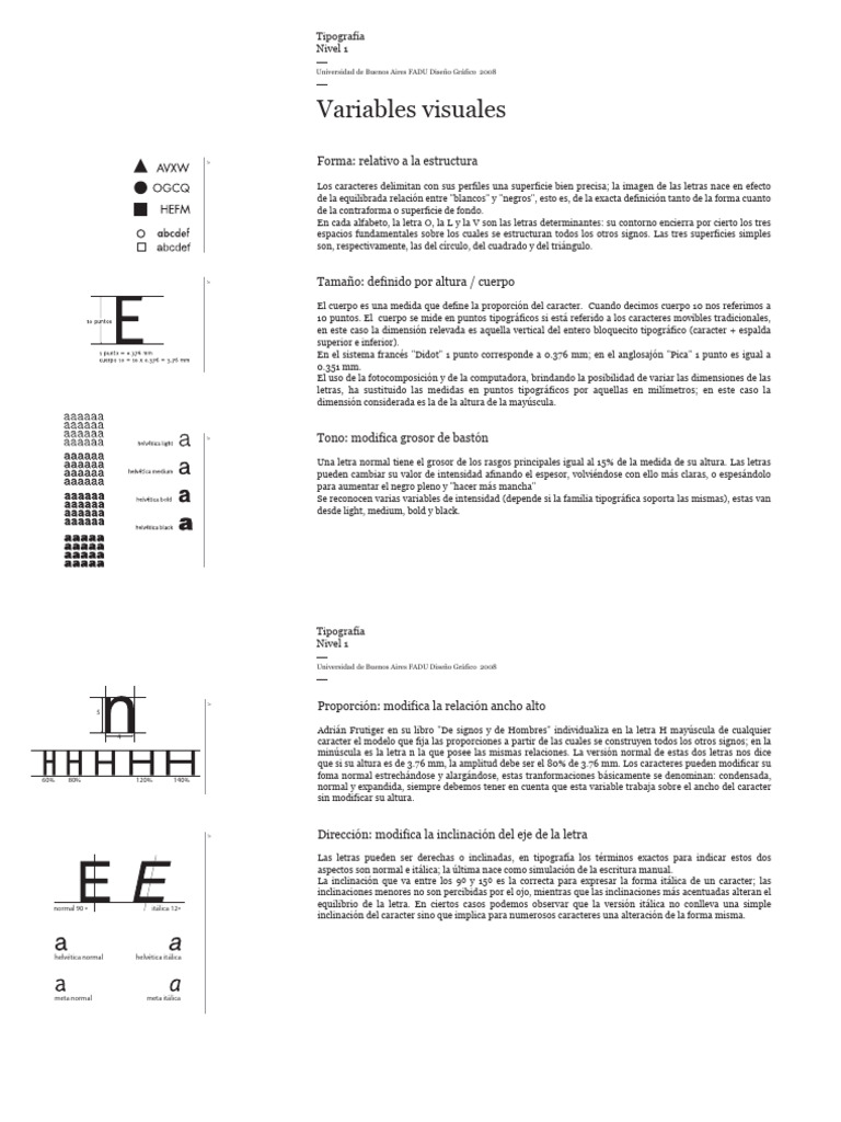 Variables Visuales en Tipografía | PDF | Tipografía | Diseño gráfico