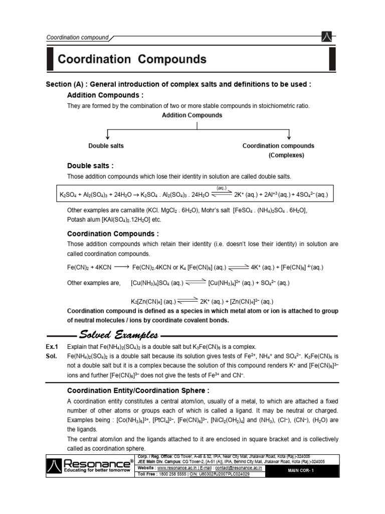 (16696)Sheet 1 Coordination Compound b (2).PDF | PDF | Coordination Complex | Ligand