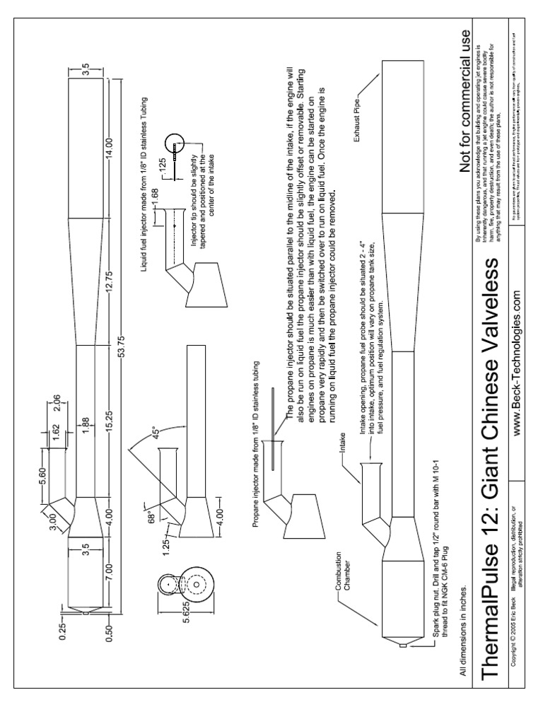 Valveless Pulse Jet Engine Plans 12 LB Thrust | PDF