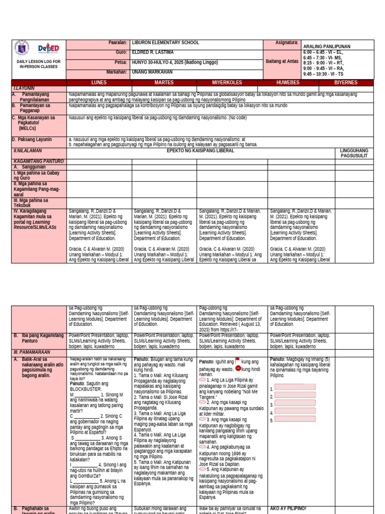 G6 Q1W2 DLL AP (MELCs) | PDF