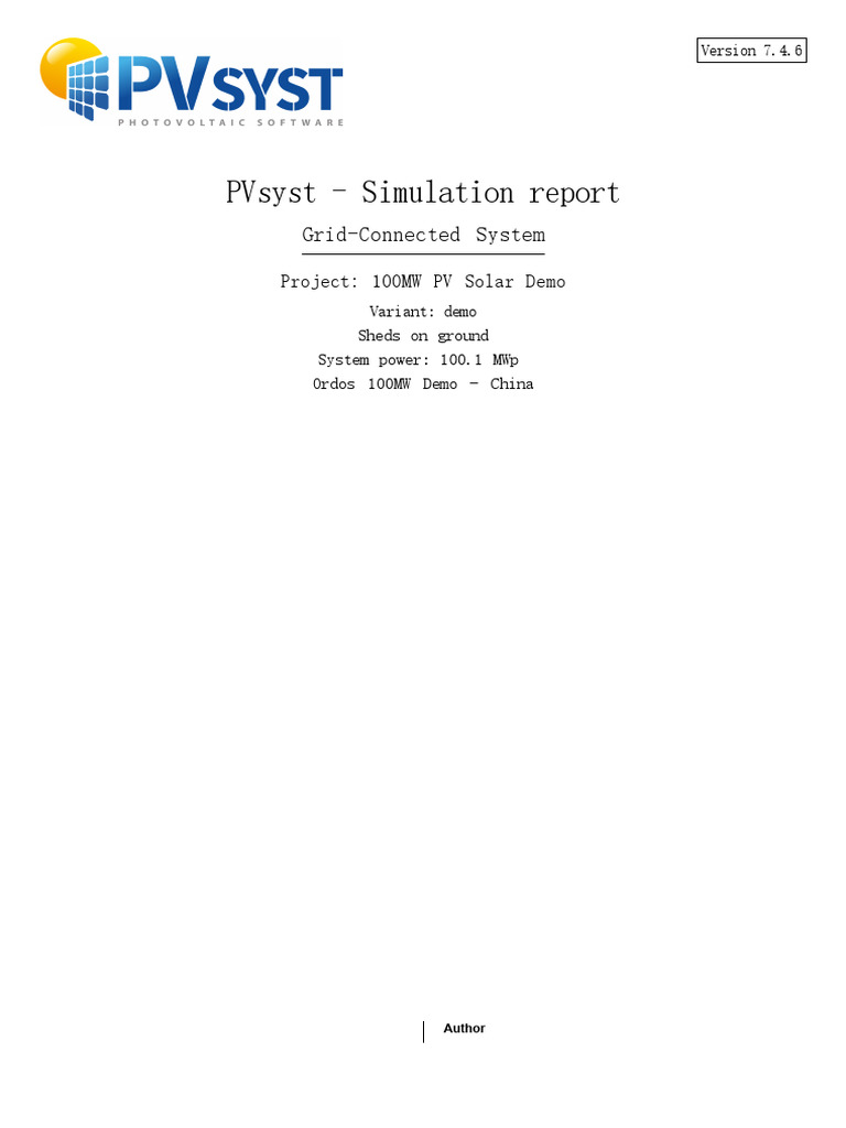 100MW PV Solar Demo - Project - Vc0-Report | PDF | Photovoltaic System | Photovoltaics