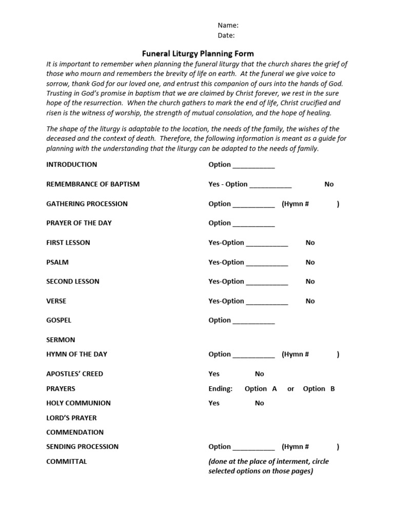 ELW Funeral Planning Handout | PDF | Eternal Life (Christianity) | Jesus