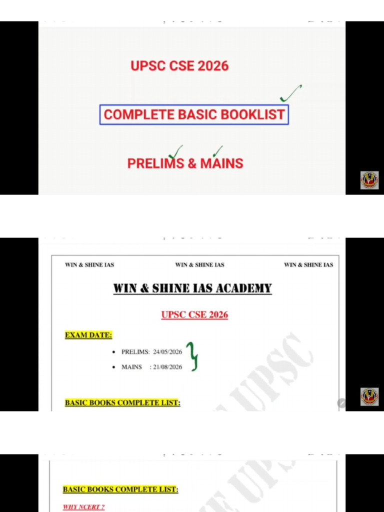 Upsc Booklist For Beginners (NCERT AND Reference Books) | PDF