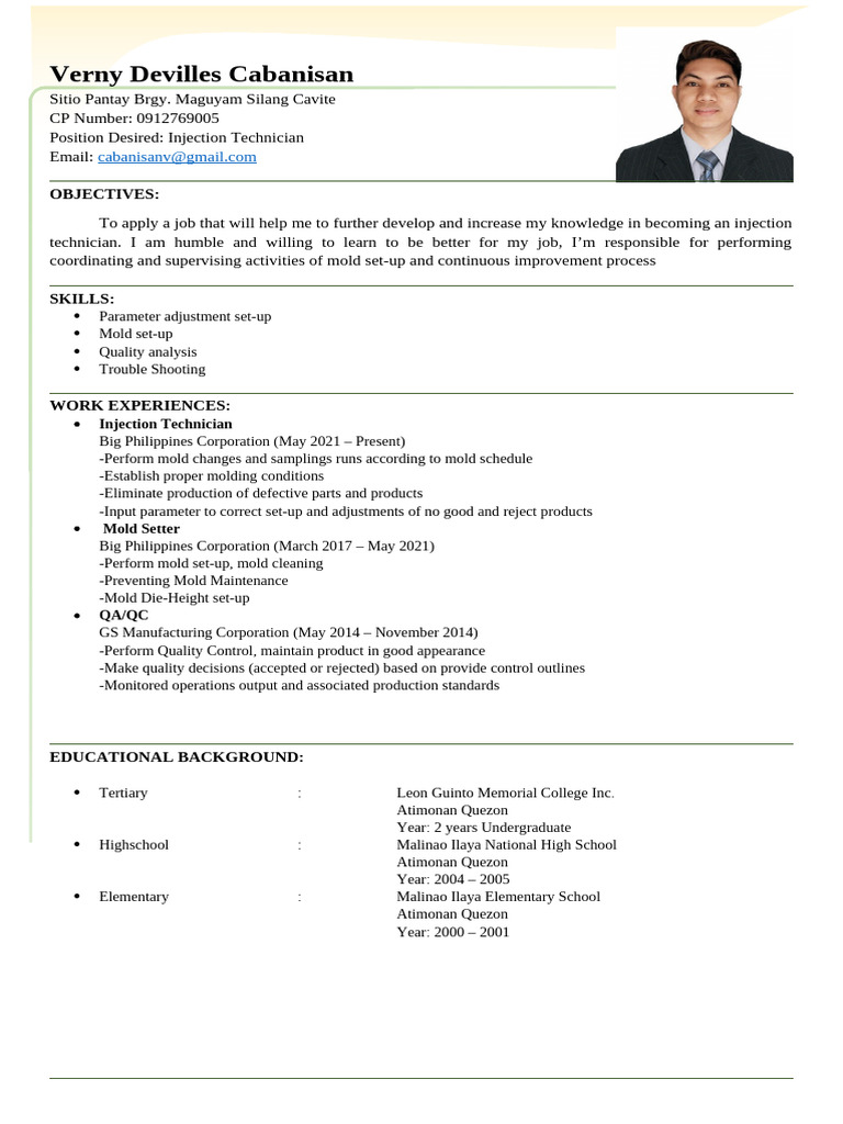 Verny Devilles Cabanisan | PDF