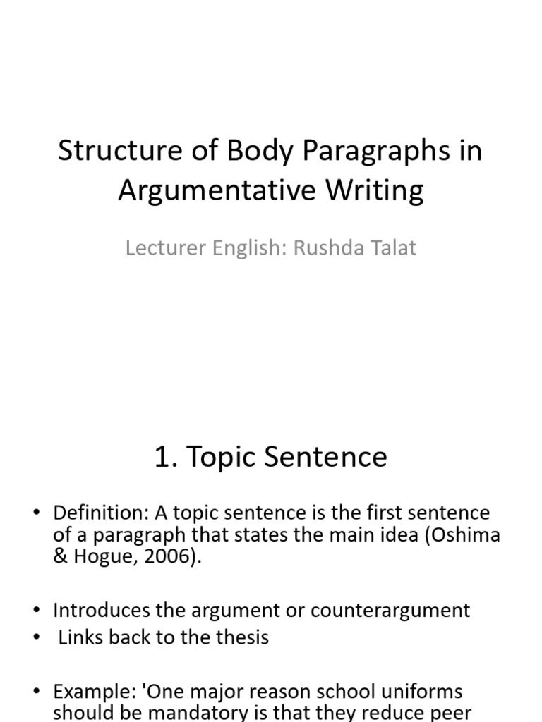 Body Paragraphs Argumentative Writing | PDF