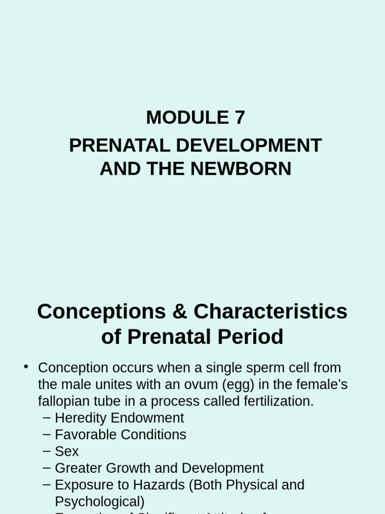 Module 7 - Prenatal Development and The Newborn | PDF | Prenatal ...