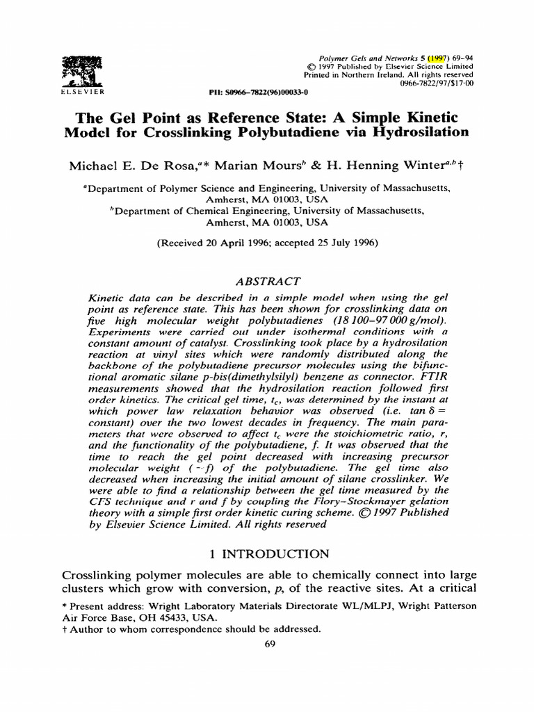 Kinetic Model for Crosslinking Polybutadiene | PDF | Activation Energy ...