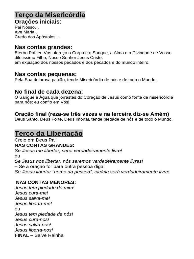 Como Rezar o Terço da Misericórdia | PDF