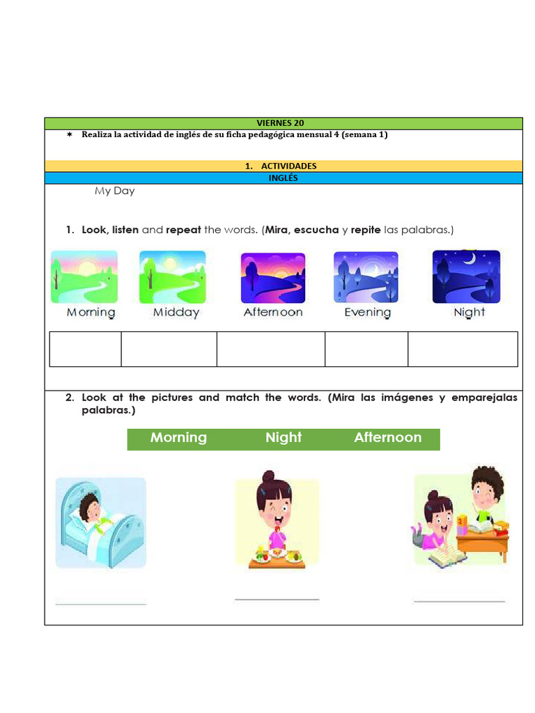 3ERO - Actividad de Ingles - Nivel Elemental - Semana 24 | PDF