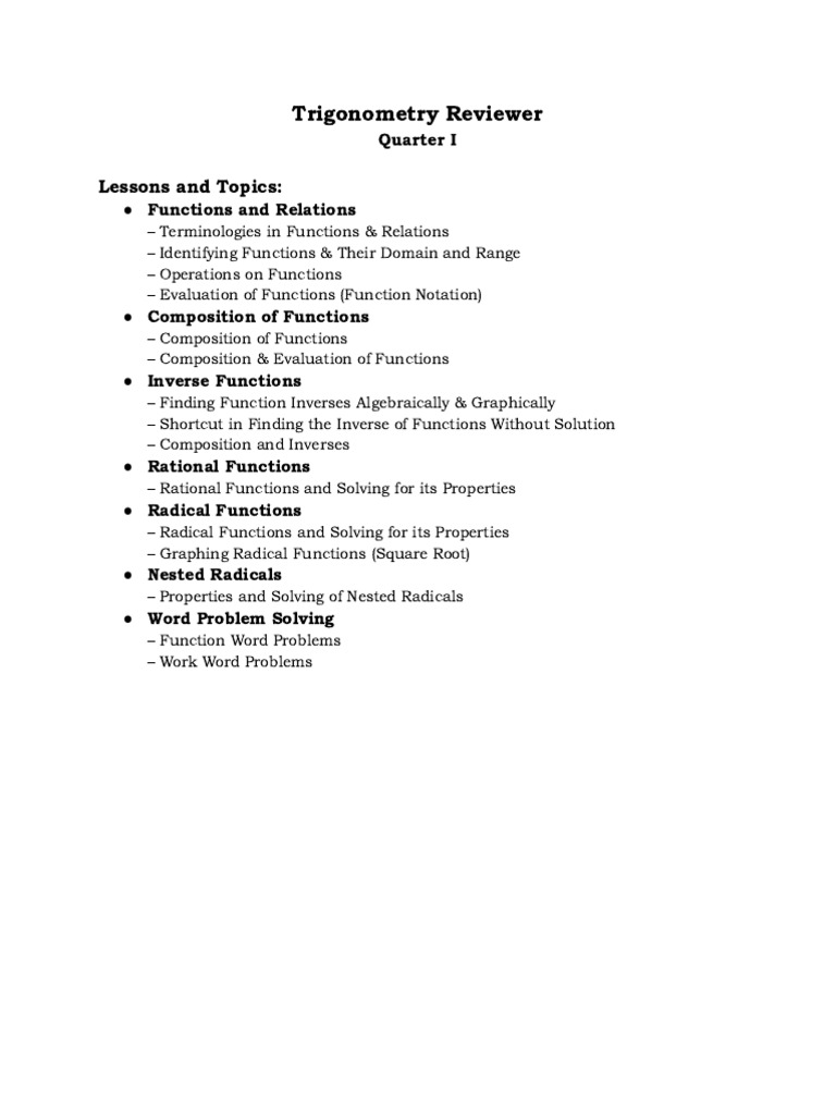 Trigonometry-Reviewer-I 250627 101343 | PDF | Function (Mathematics ...
