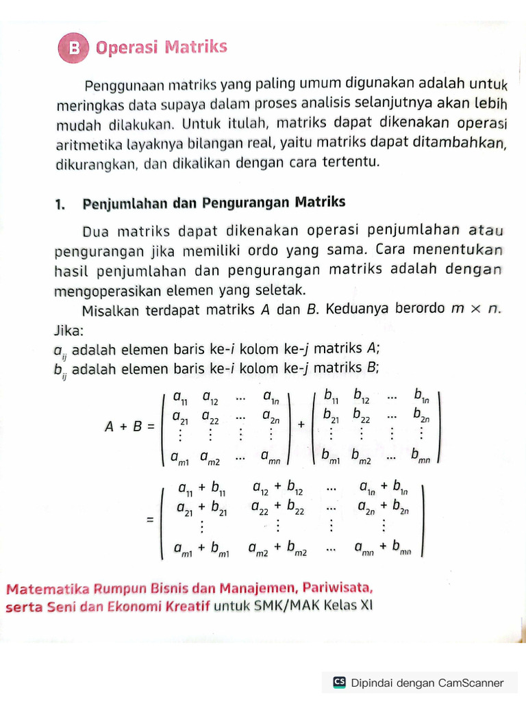 Operasi Aljabar Pada Matriks | PDF