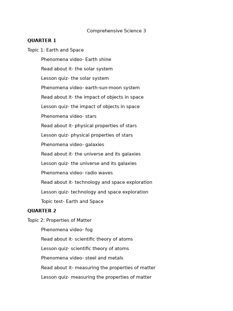 Comprehensive Science 3 Goal Sheet Canvas | PDF