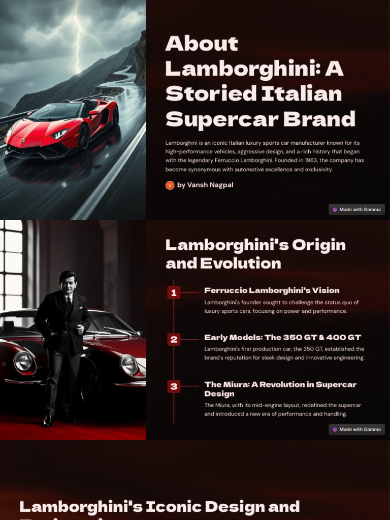 About Lamborghini A Storied Italian Supercar Brand | PDF ...