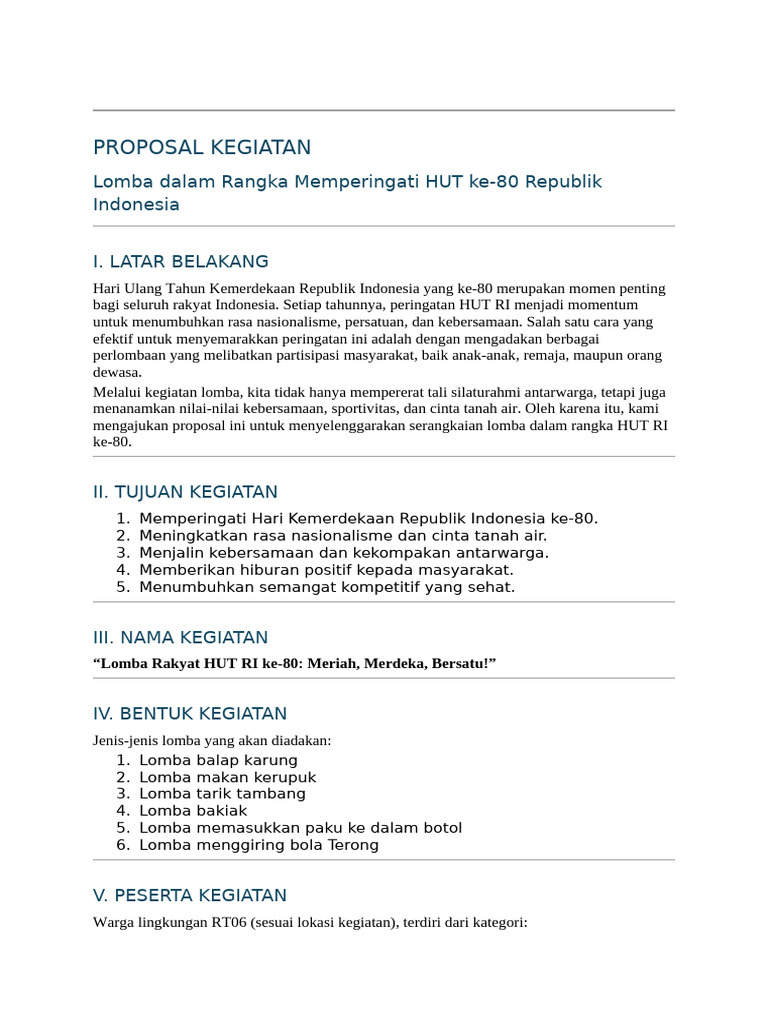 Proposal HUT RI KE 80 | PDF
