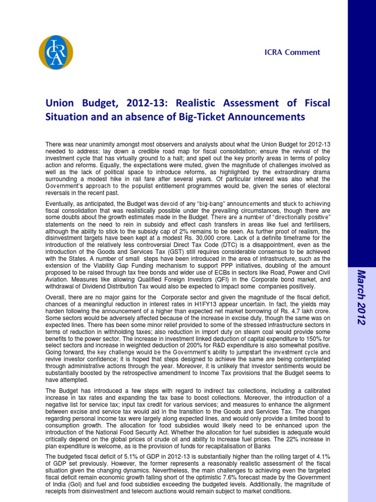 2012 March Budget | PDF | Government Budget Balance | Taxes