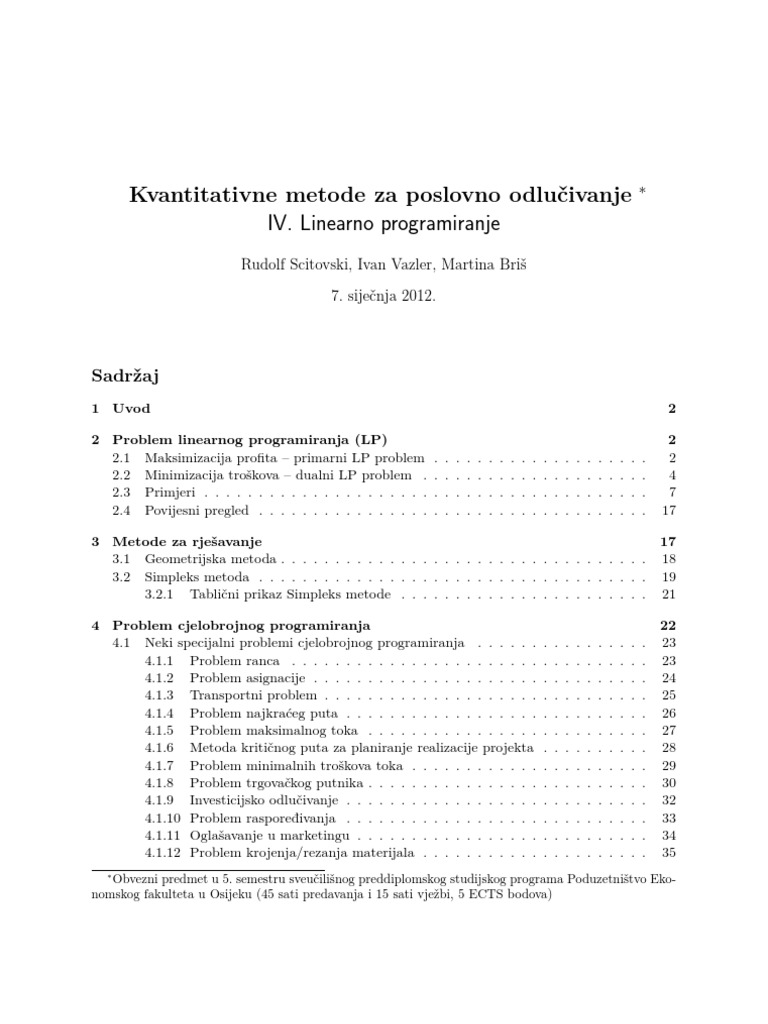 Linearno Programiranje | PDF