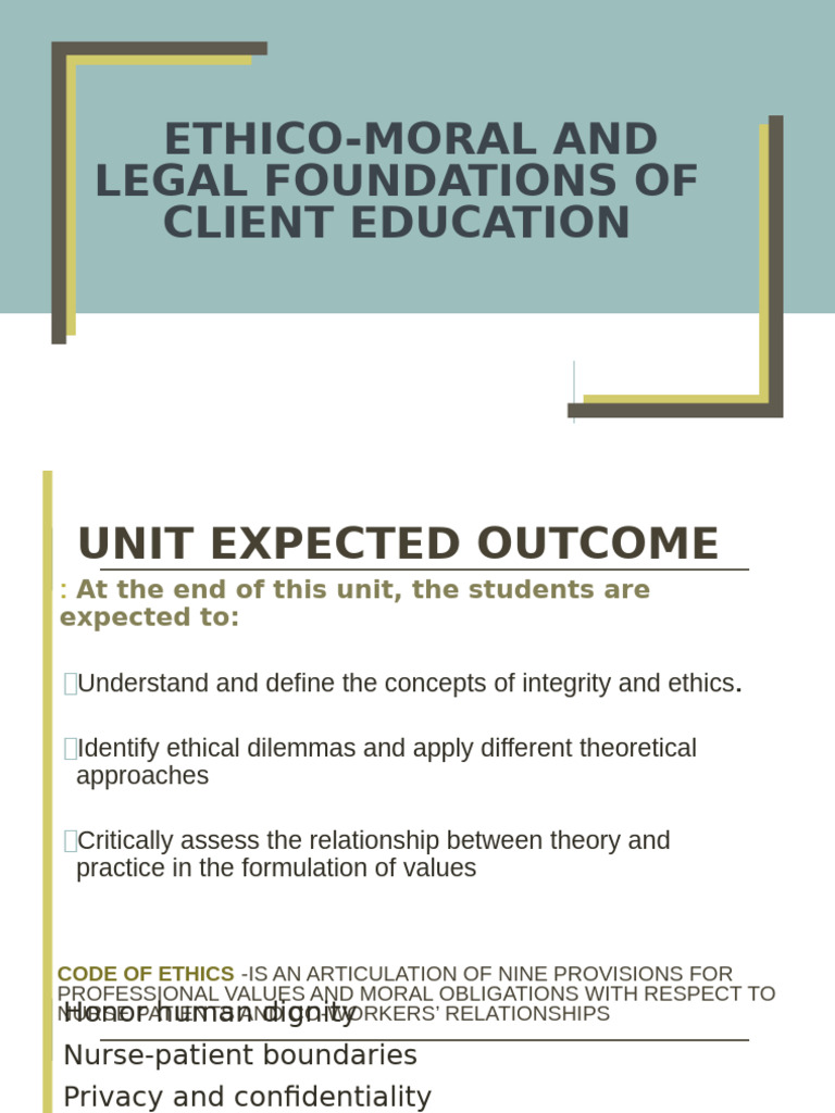 Ethical Foundations of Client Education | PDF | Nursing | Integrity