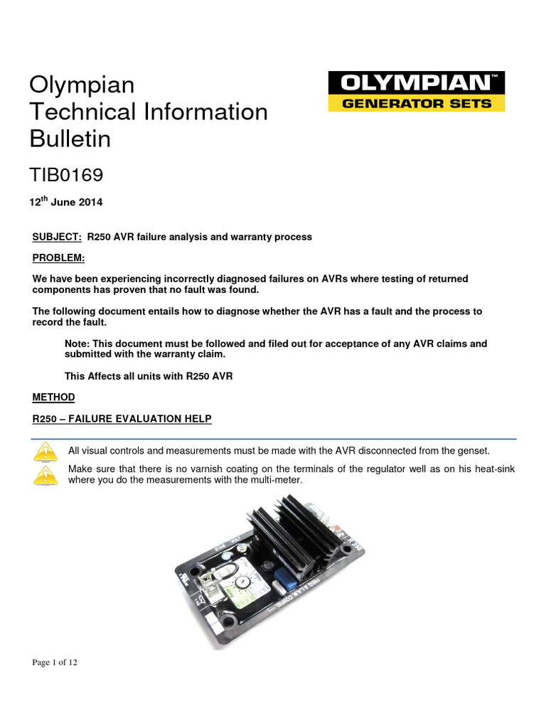 TIB0169 - R250 AVR Failure Analysis and Warranty Procedure | PDF | Resistor | Fuse (Electrical)
