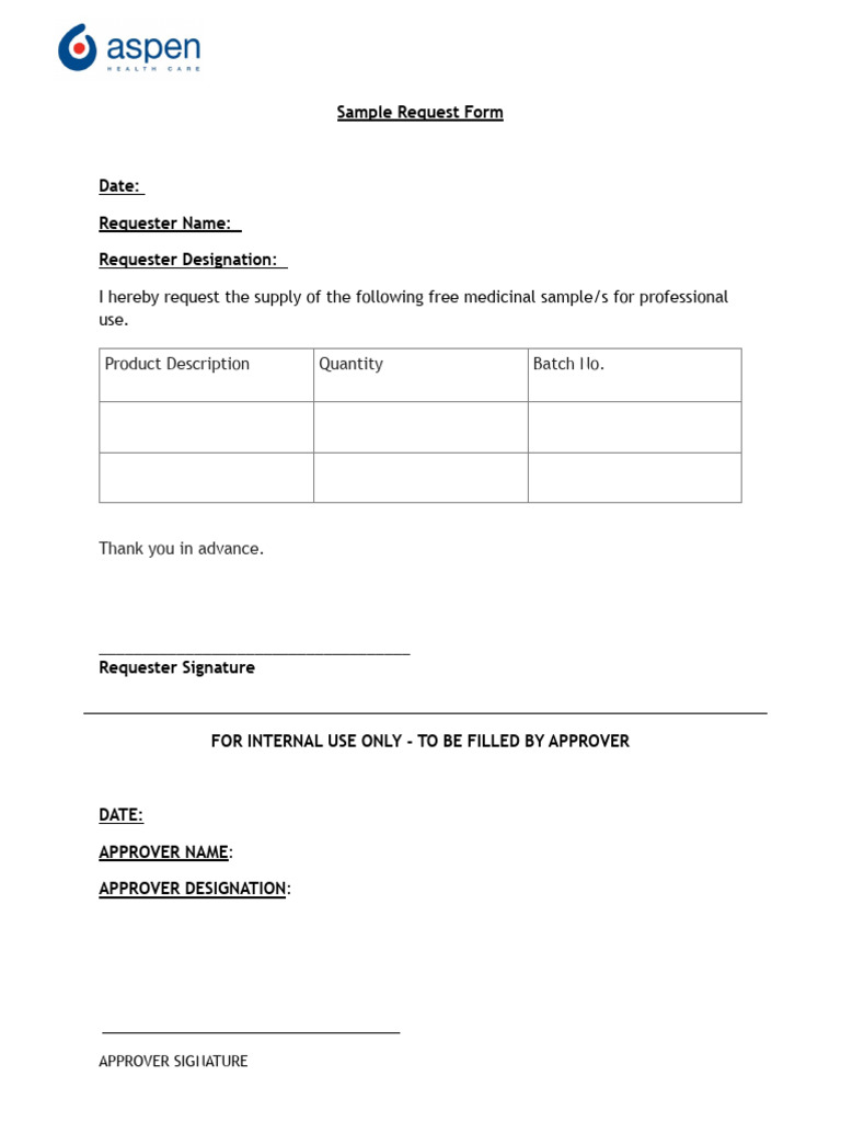 Medicinal Sample Request Form | PDF