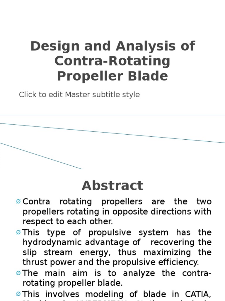Design and Analysis of Contra-Rotating Propeller Blade | PDF ...