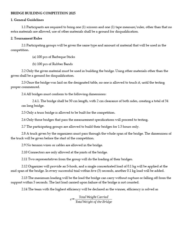 Bridge Building Competition 2025 | PDF