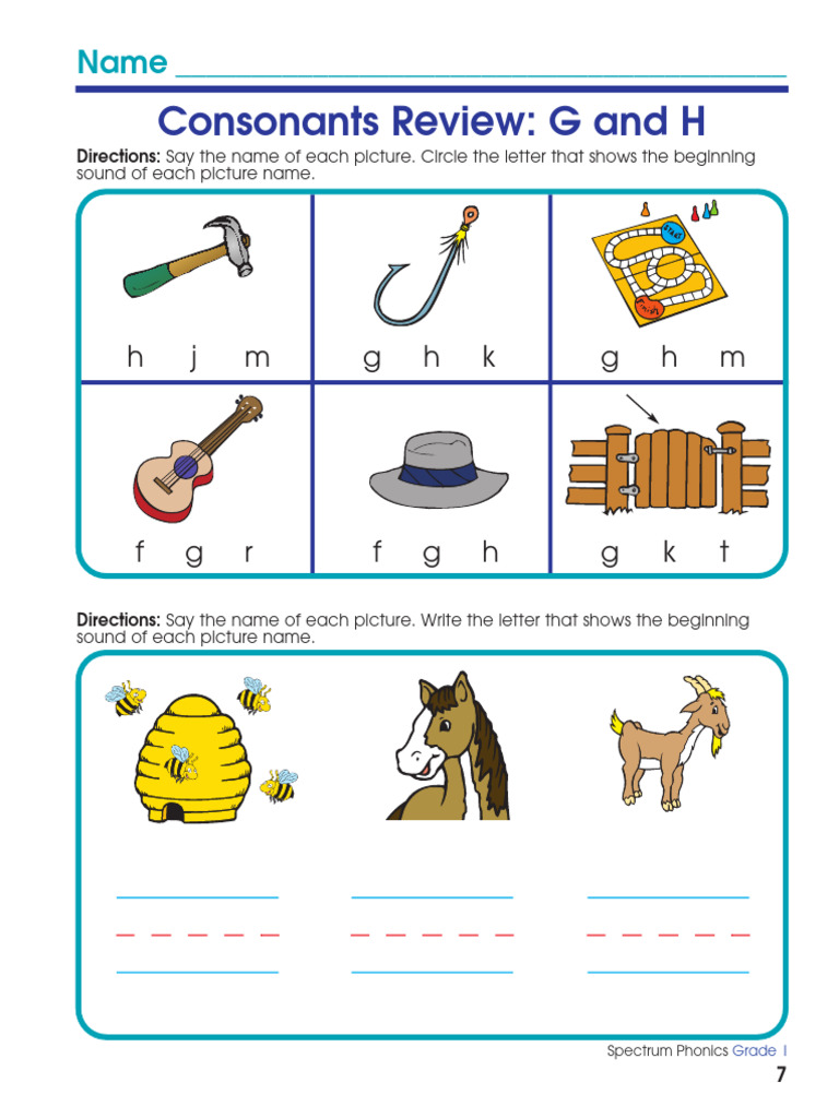 Spectrum Phonics, Grade 1 Week 2 | PDF