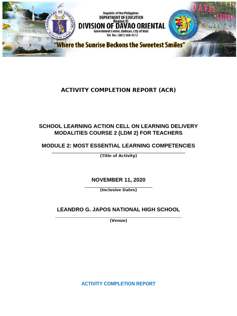 Activity Completion Report M2 | PDF | Learning | Behavior Modification