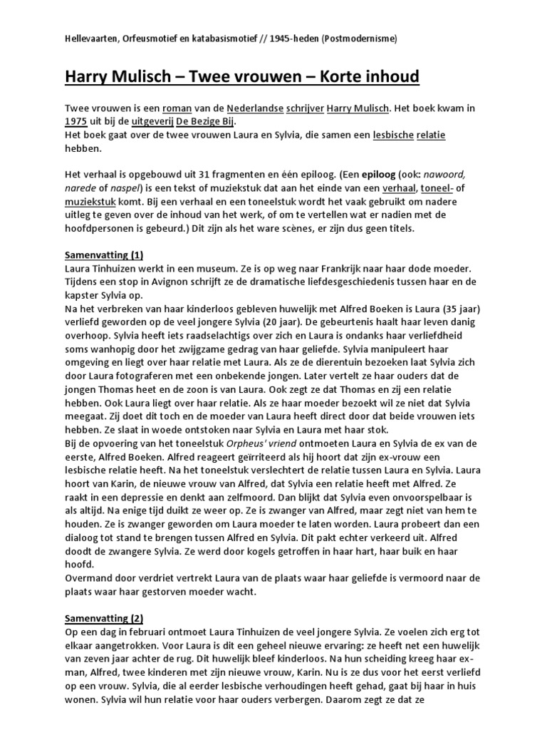 Harry Mulisch - Twee Vrouwen - Korte Inhoud | PDF