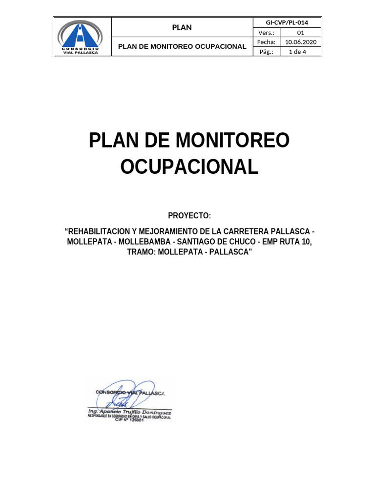 GI - CVP-PL.015 Plan de Monitoreo Ocupacional | PDF | Higiene Ocupacional | Radiación