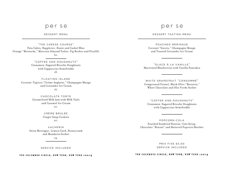 04.22.12 Per Se Salon Dessert Menu | PDF | Desserts | Western Cuisine
