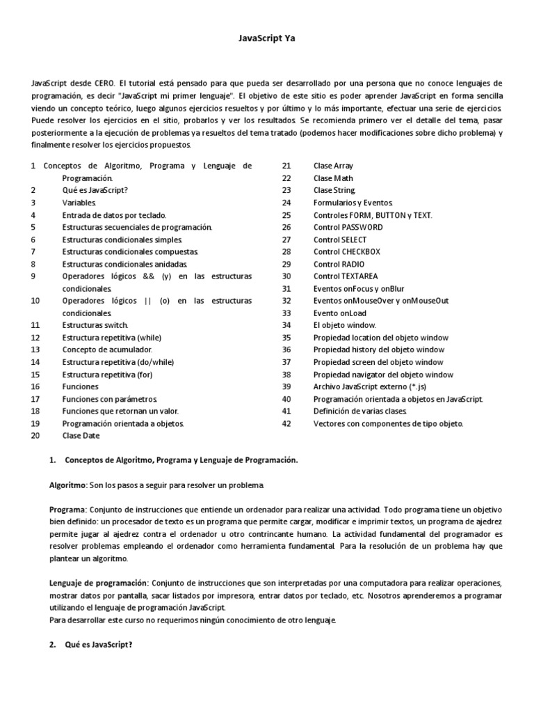 Javascript Ya | PDF | Lenguaje de programación | Programa de computadora