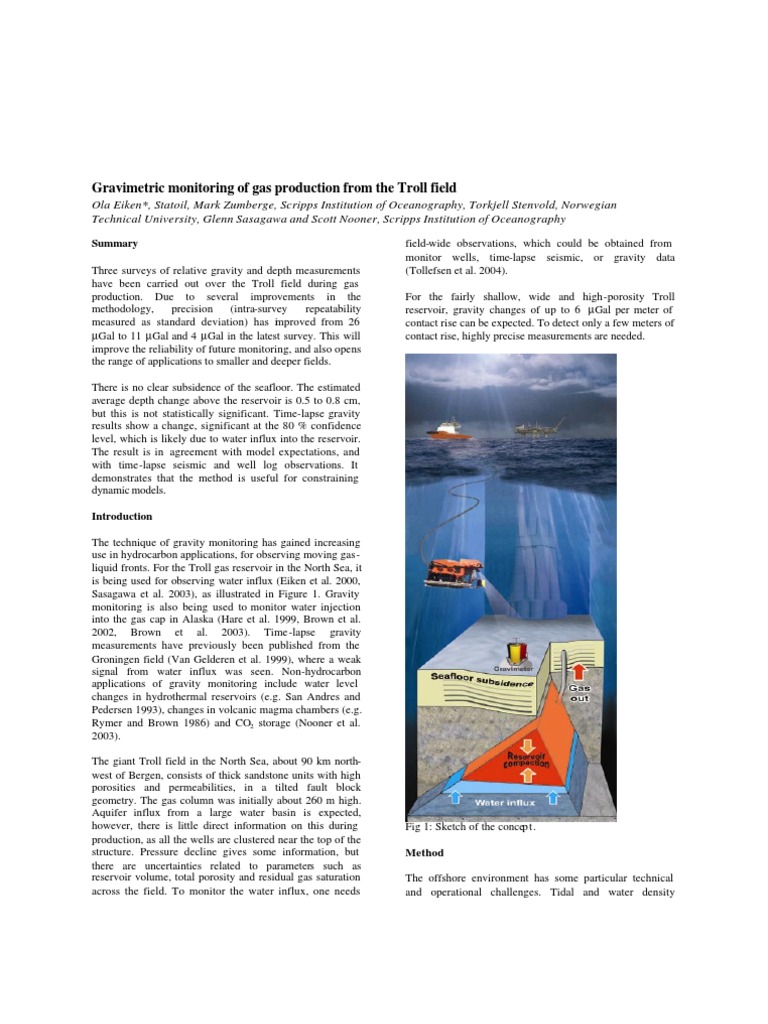 Gravimetric Monitoring of Gas Production From The Troll Field | PDF ...