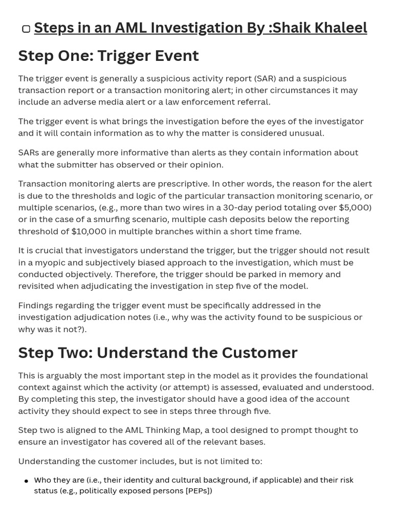 AML Investigation Process Overview | PDF | Money Laundering | Terrorism ...