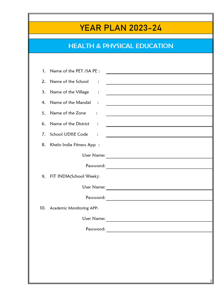 Health & Physical Education Year Plan | PDF | Well Being | Sports